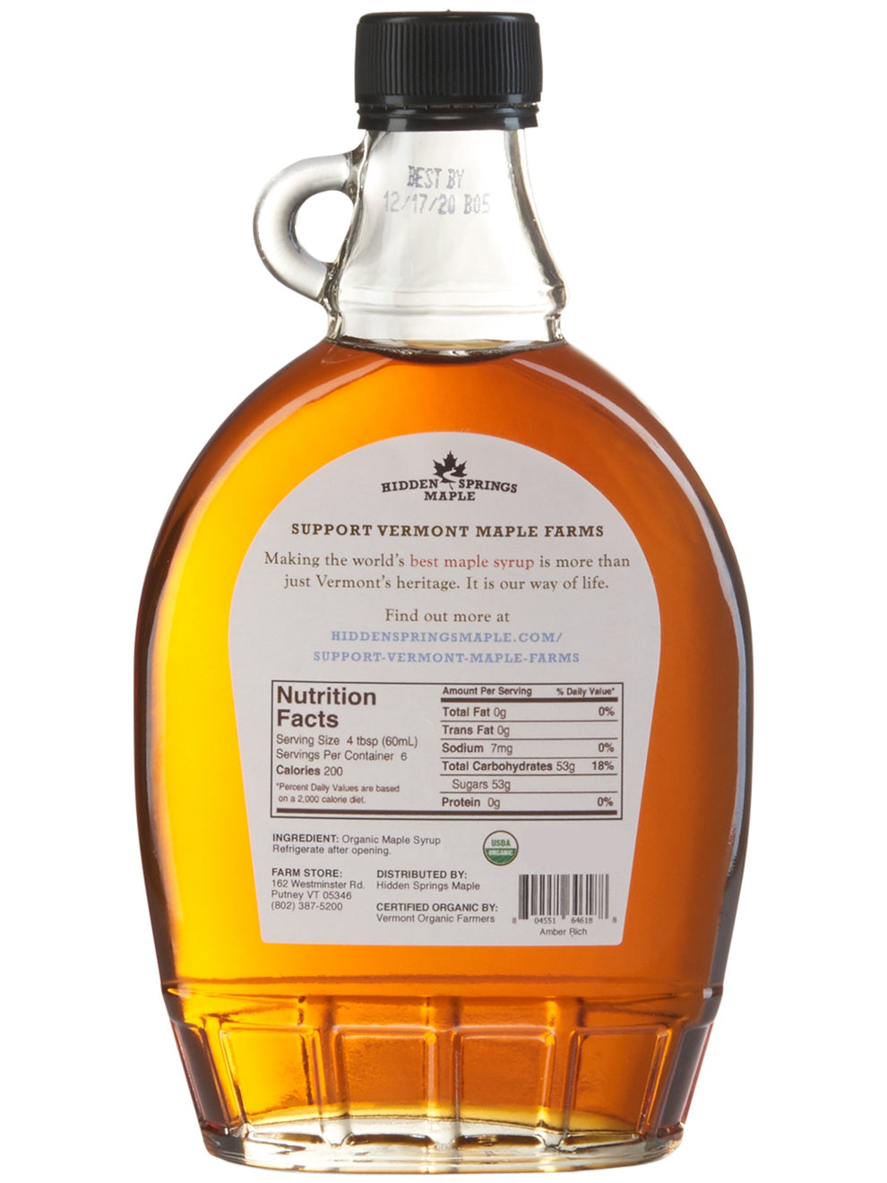 Glass Bottle, Organic Maple Syrup – Hidden Springs Maple